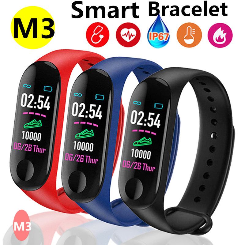 M3 Smart Wristband Big Touch Screen OLED Message False Heart Rate Time ...