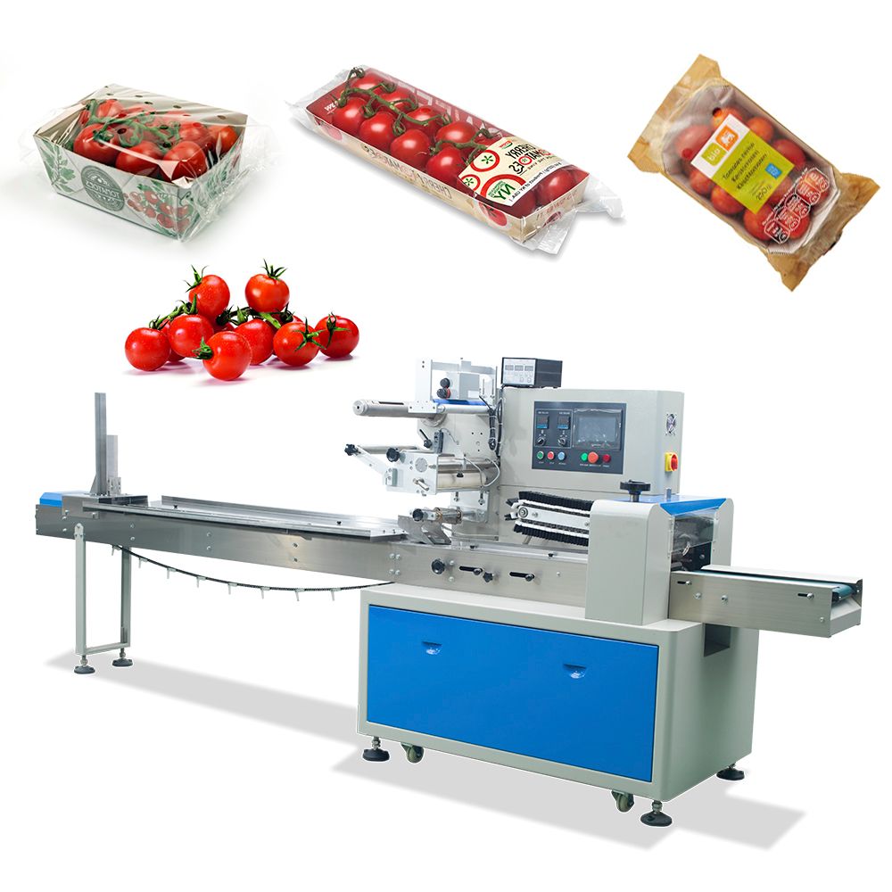 2020 Multifunction Cherry Tomato Flow Wrap Machine Tray Fruit Flow Pack ...