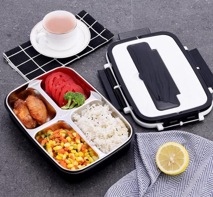 2021 Portable Bento Student Lunch Box Food 4 Compartment 3 Grids Lunch ...