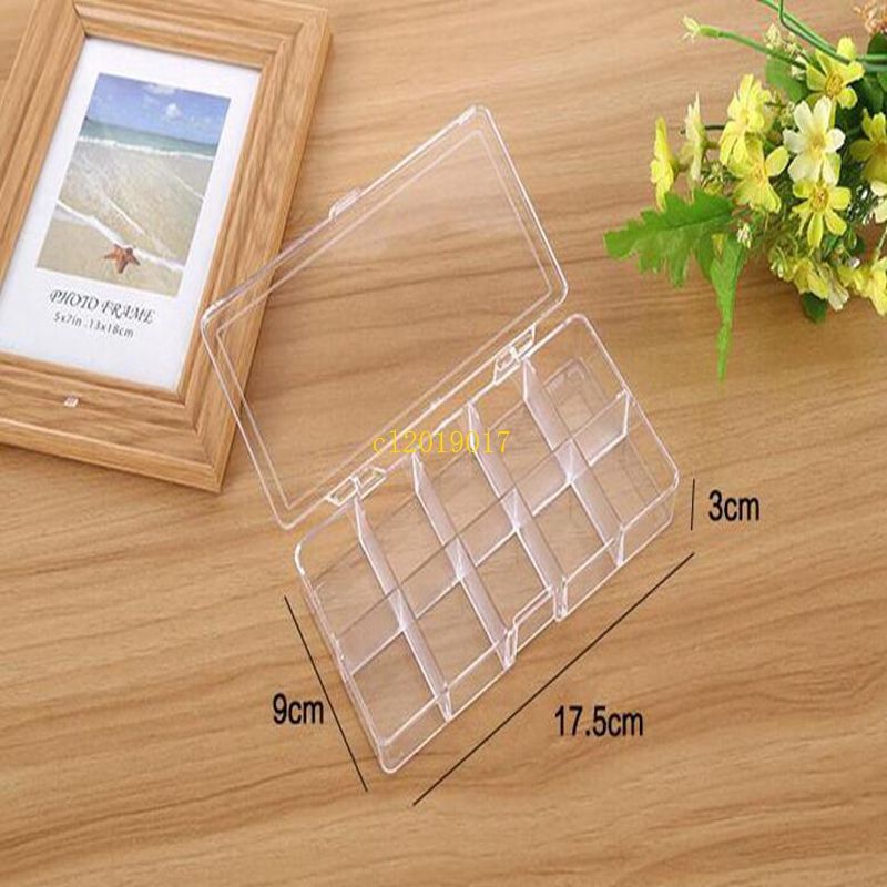 10 Grids Clear Acrylic Empty Storage Box Beads Jewelry Decoration Nail ...