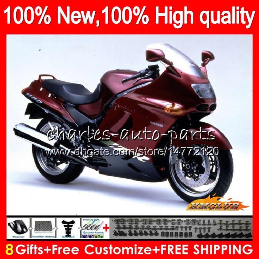 Body For KAWASAKI ZZR1100 wine Red New ZX 11R ZZR 1100 CC ZX11 R 30HC ...
