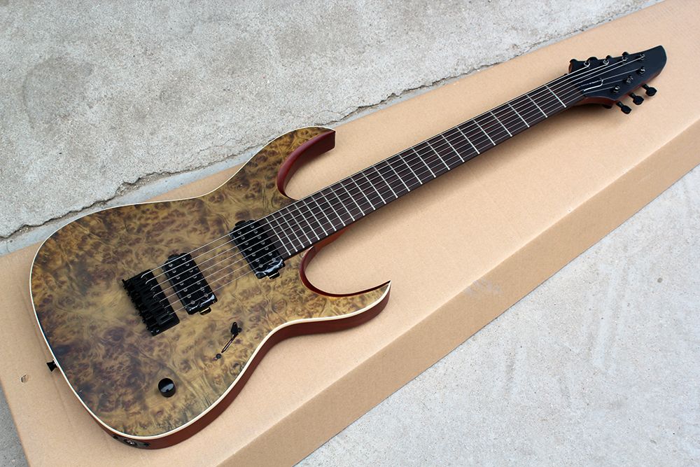 Factory Wholesale 7 Strings Electric Guitar With Tree Burl Veneer ...