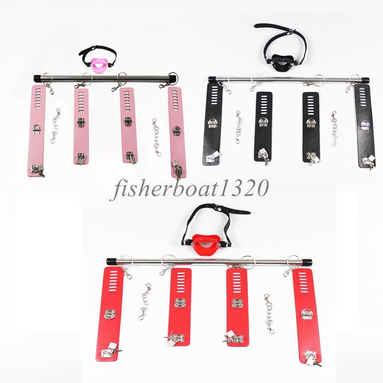 Lockable Bed Restraint Set Open Leg Spreader Bar Leather Handcuff Ankle ...
