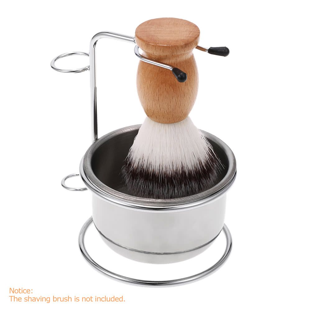 Mens Shaving Mug Bowl Brush Stand Holder Stainless Steel Male Beard ...
