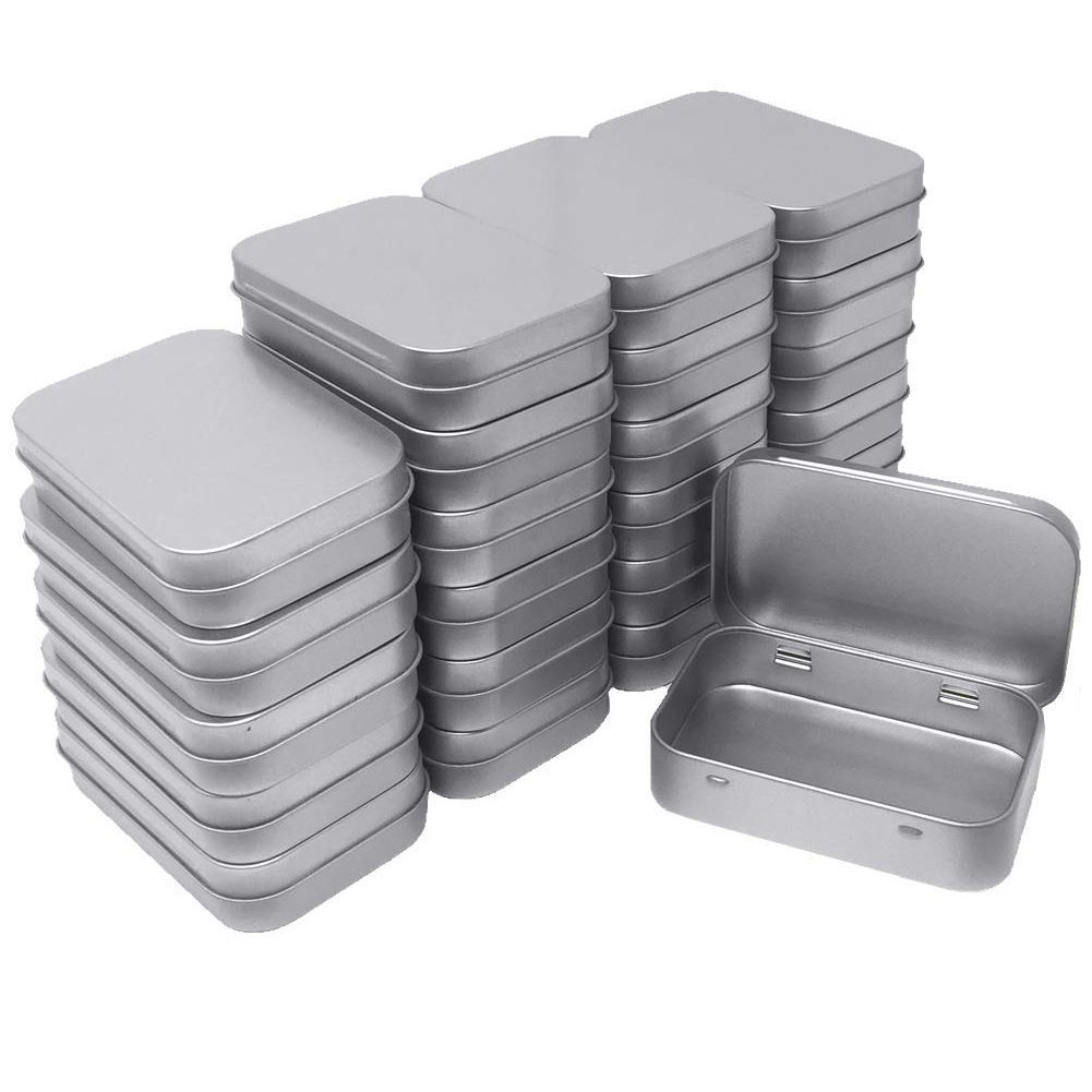 24 Metal Rectangular Empty Hinged Tins Box Containers Mini Portable Box Small Storage Kit,Home ...