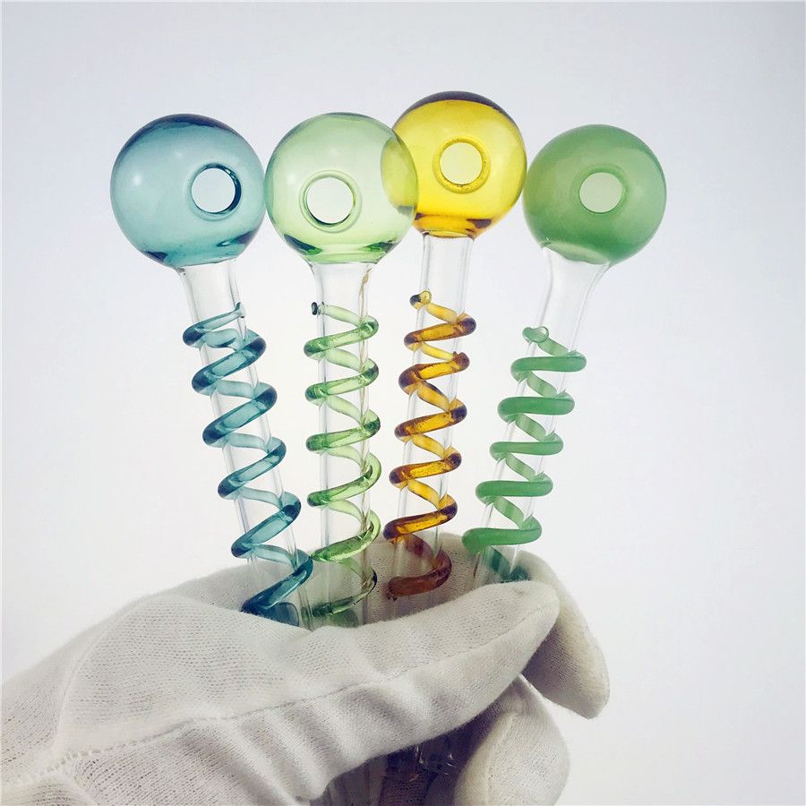 QBsomk 2020 Newest Pyrex Spiral Oil Burner Pipe Mini Glass Pipes For ...