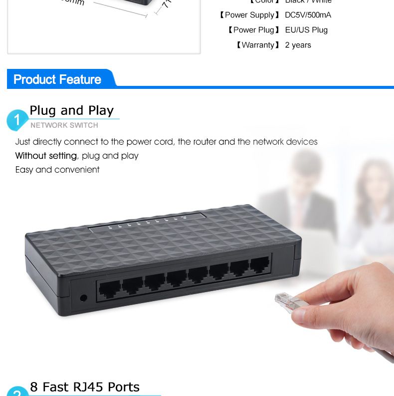 Mini 8 Port 10/100Mbps Network Switch HUB Fast LAN Ethernet Network ...