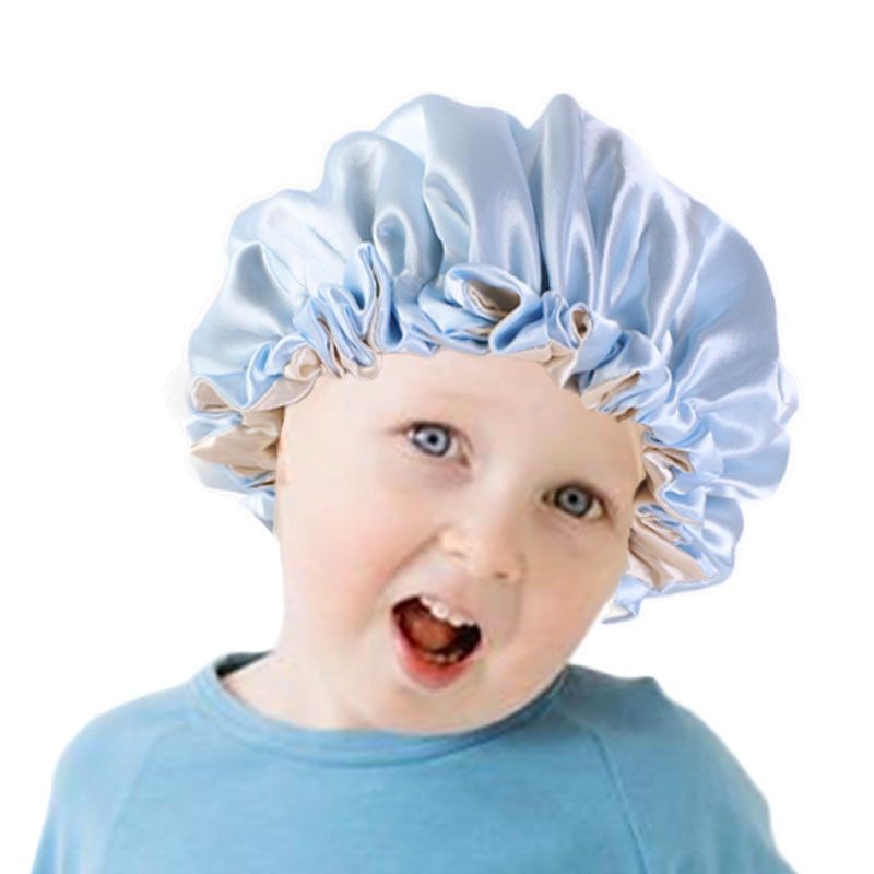 Baby Silky Satin Bonnet Double Layer Adjustable Sleep Cap Girl Night ...