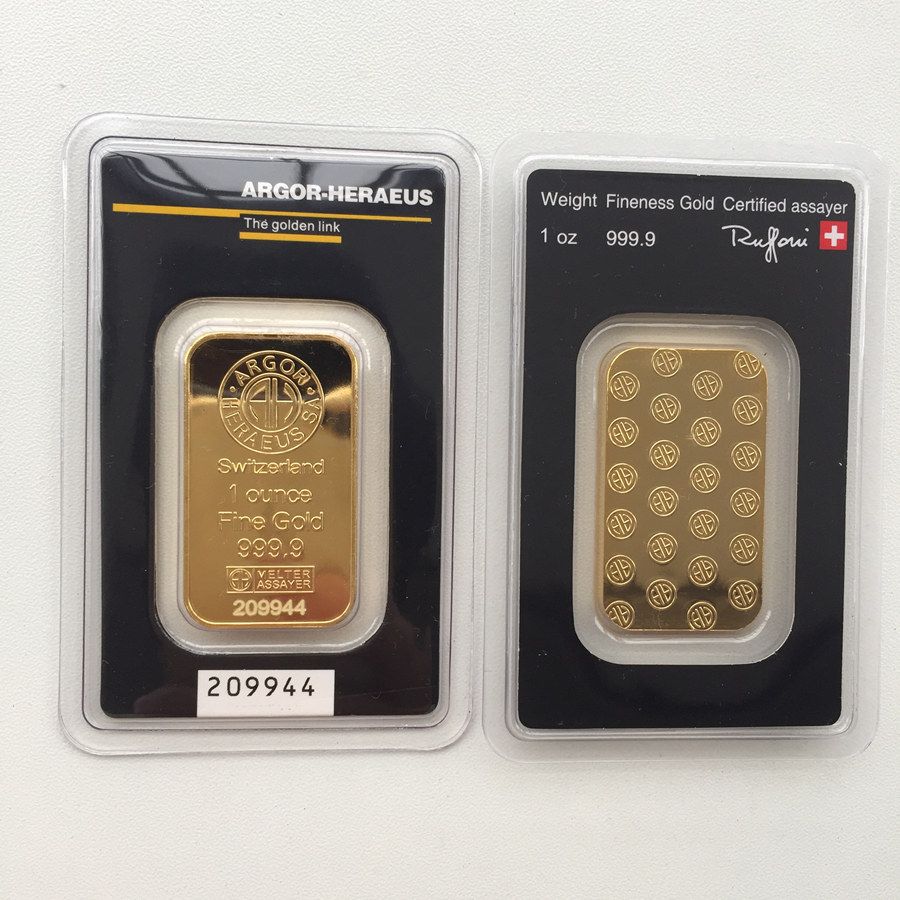 2021 1OZ 999 Fine Gold Plated Argor Heraeus Swize 1 Troy Ounce Plate ...