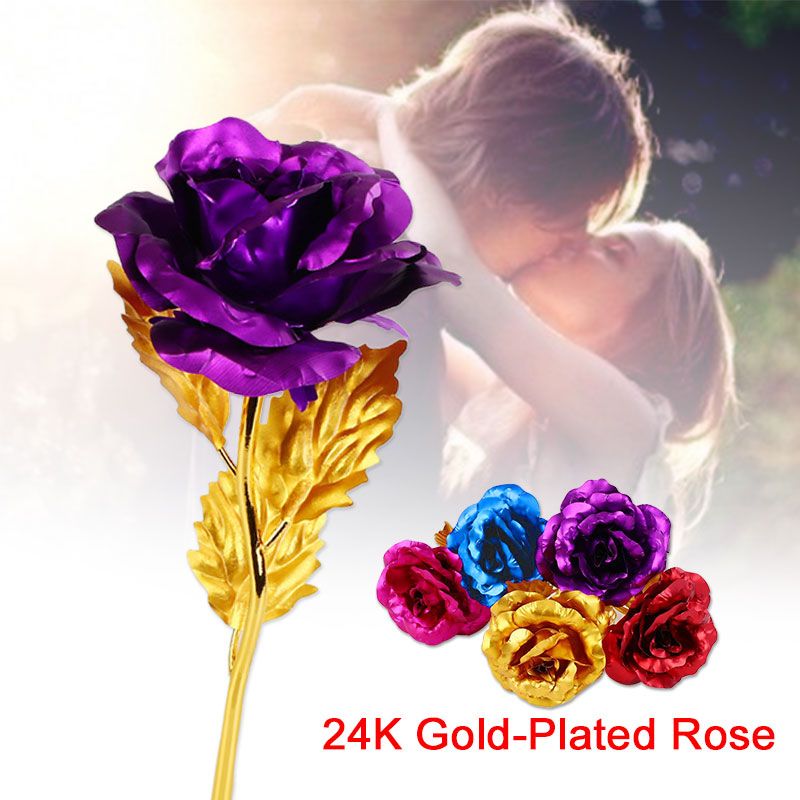2020 24k Gold Foil Plated Rose Artificial Gold Rose Wedding Decoration ...