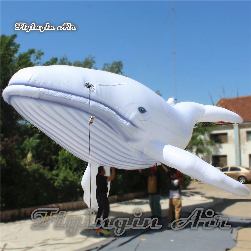 2021 Customized White Inflatable Whale Model 4m/8m Hanging Marine ...