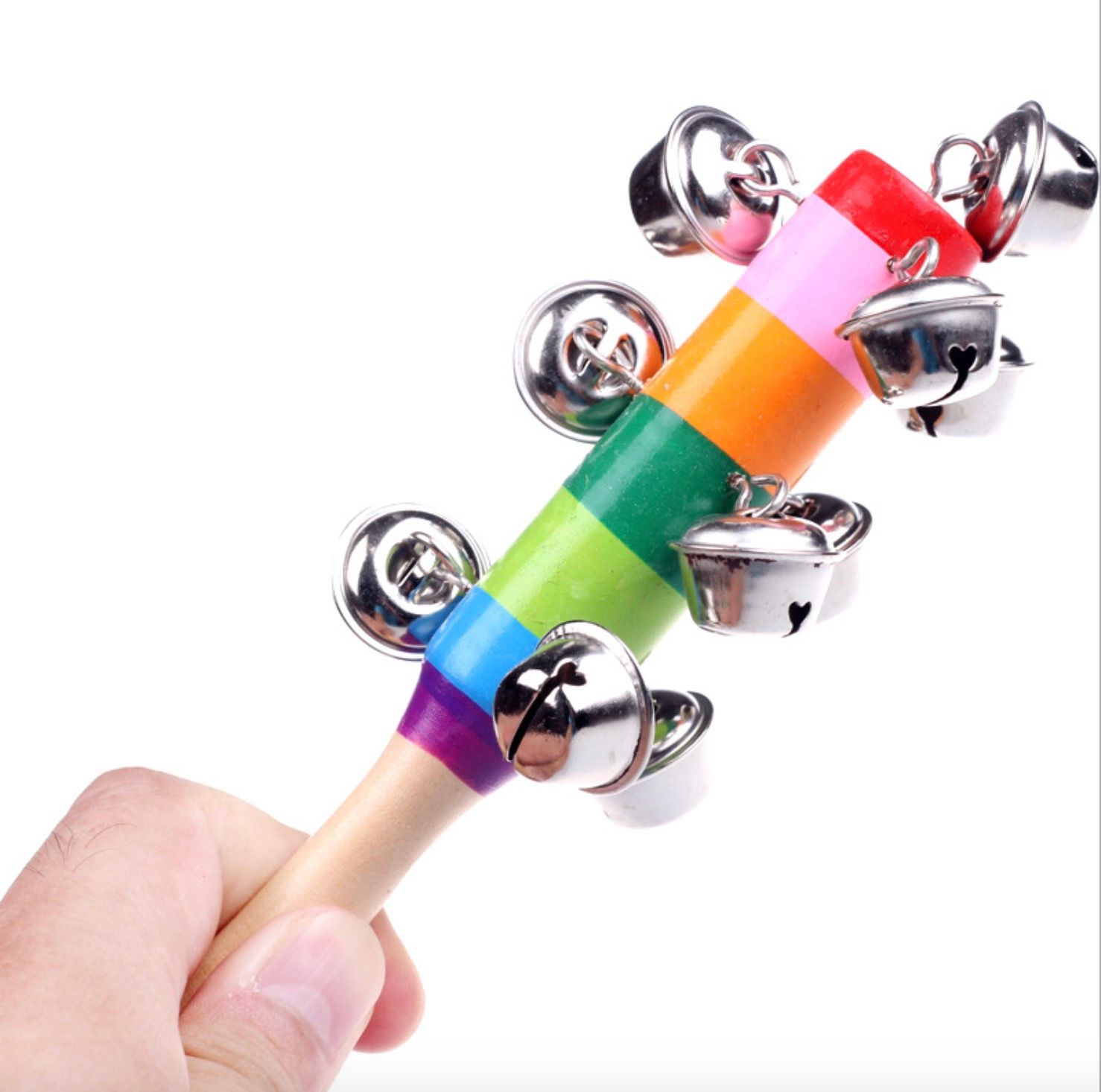 Hot Sale Cartoon Baby Rattle Rainbow Rattles With Bell Wooden Toys Orff ...
