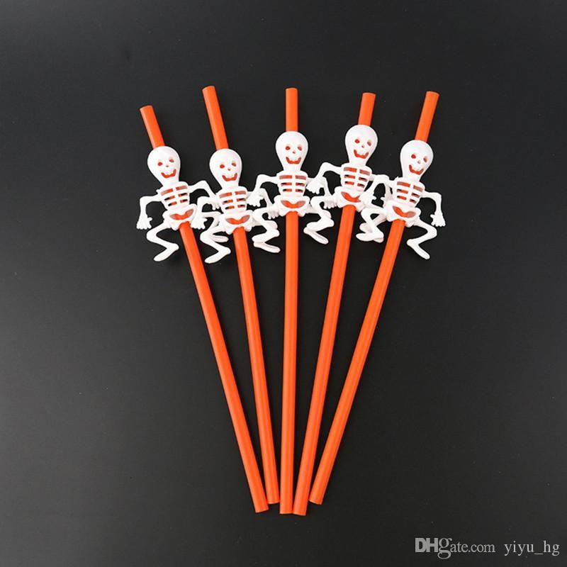 2020 Halloween Pumpkin Straw Skull Straws Halloween Dinner Decorations ...