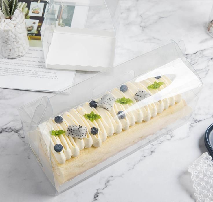Transparent Cake Roll Packaging Box With Handle Eco Friendly Clear ...