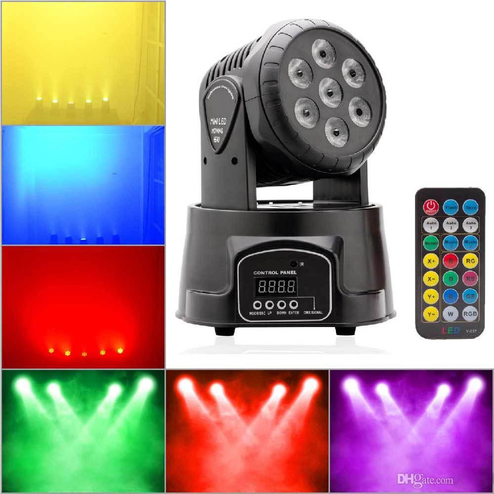 Professional RGBW Mixing Color DMX 512 Mini Moving Head Light 7 LED ...