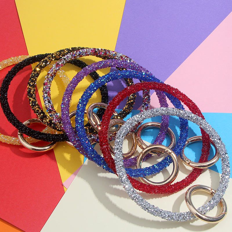 2020 Silicone Bangles Bracelets Sports Keychains Crystal Rhinestone ...