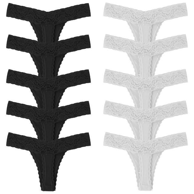 Pack Elegant Lace Cotton Women G String Thong Plus Size Panties