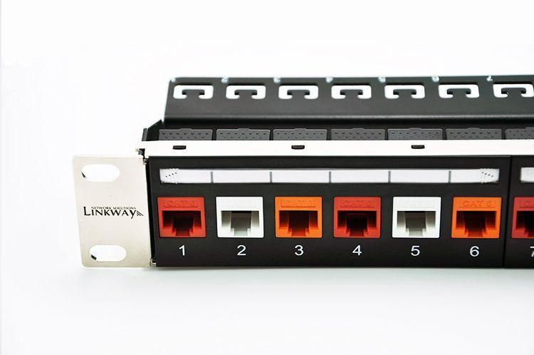 24port CAT6 Gigabit Modular Patch Panel Incl. RJ45 Tool Less Keystone ...