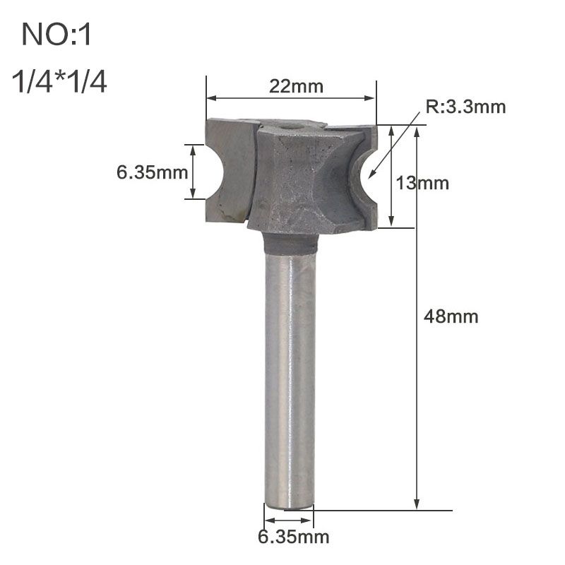 1/21/4 Shank Half Round Bit Convex Edging Bits For Wood End Mill ...