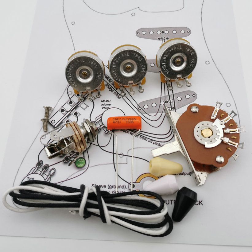 Potenctiómetro Del Condensador De Guitarra CTS 250K Kit De Cableado De ...