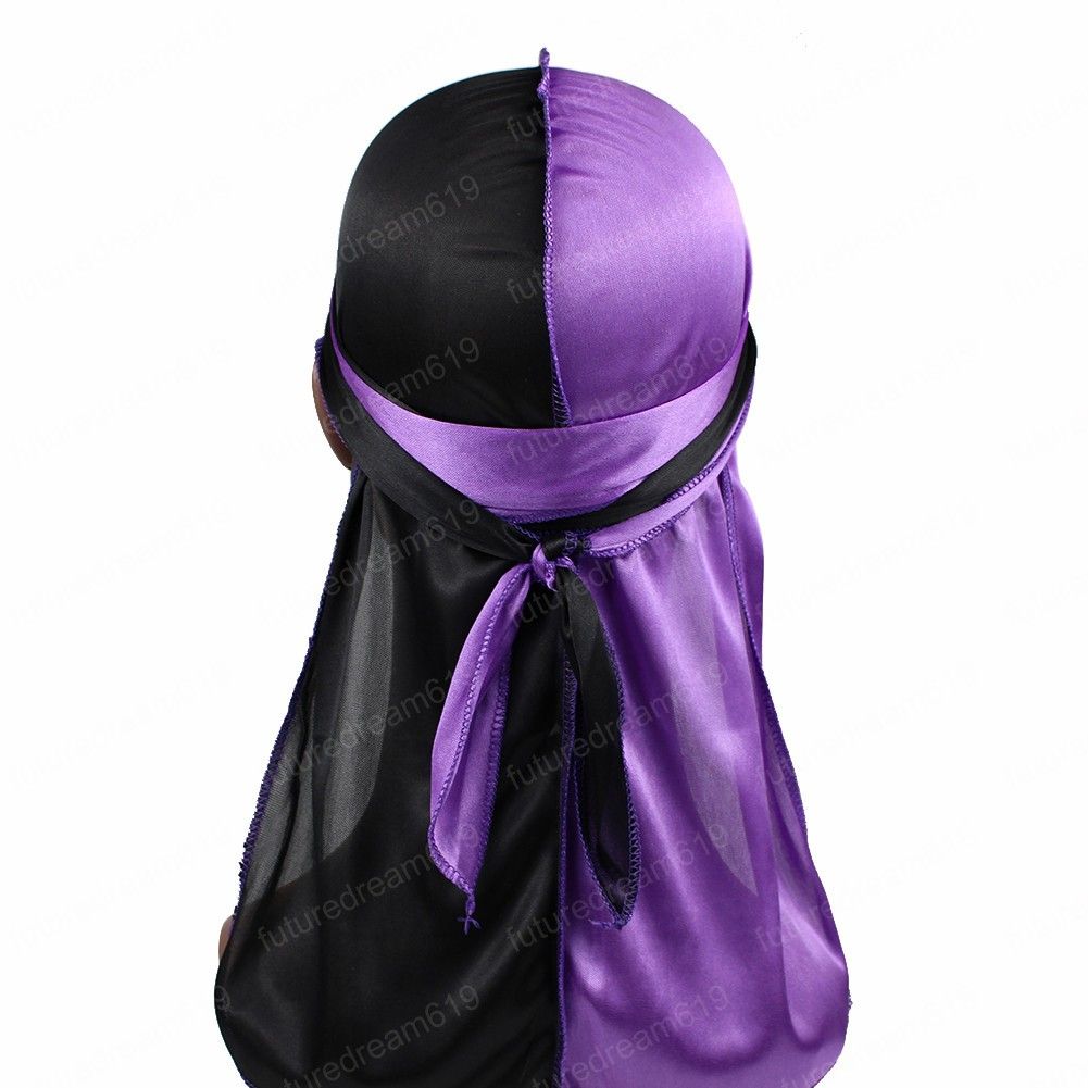 Silky Unisex Two Tone Durag With Long Straps For Outdoor Activities ...