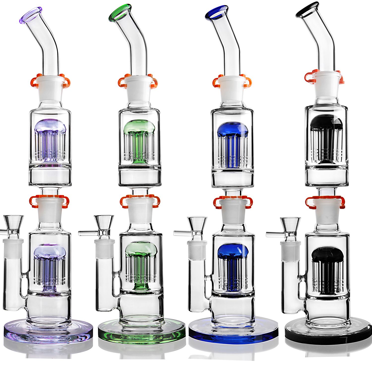 2020 Real Images Unique Double Arm Trees Recycler Oil Rigs Glass Bong ...