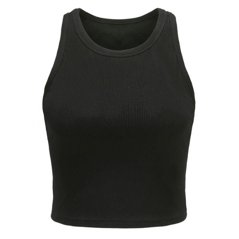 Sleeveless Midriff Shirts Camis Women Knitted Fitness Ribbed Tanks Tops ...