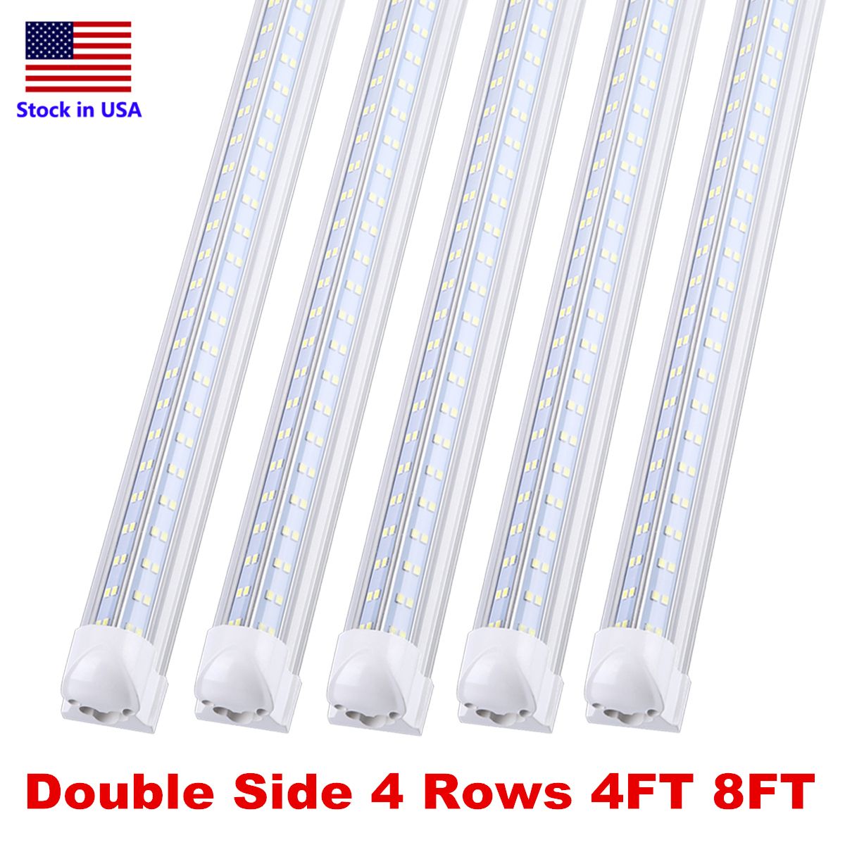 Stock In US 8 Feet LED Light Integrate Fixture 8ft T8 LED Tube Lights 4 ...