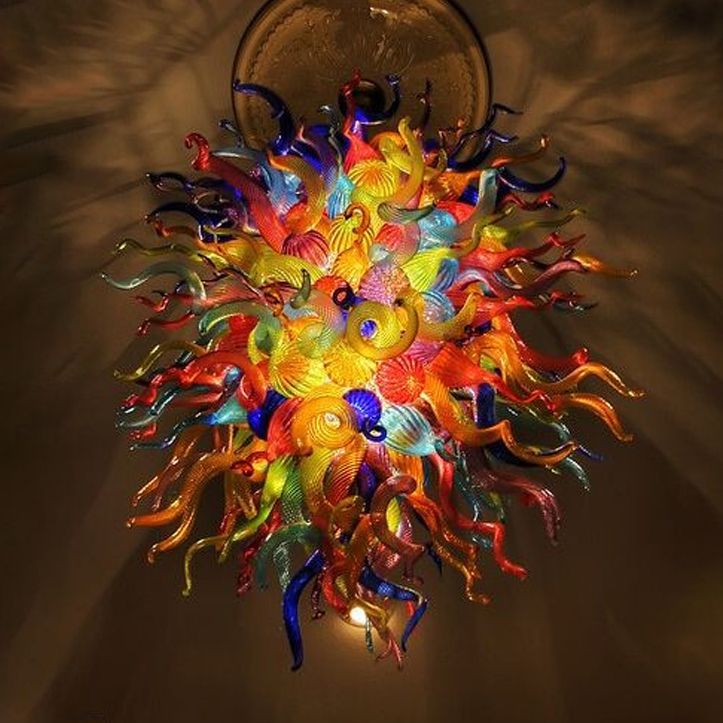 Contemporary Crystal Chandeliers Multi Color High Ceiling Hanging Lamps ...