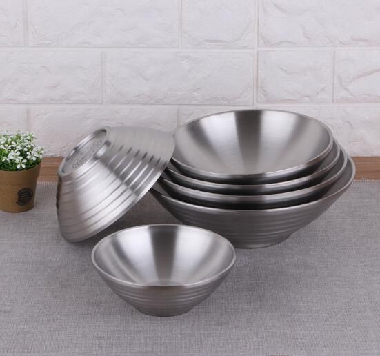 304 Stainless Steel Threaded Bowl Heat Insulation Pull Noodle Bowl Pink ...