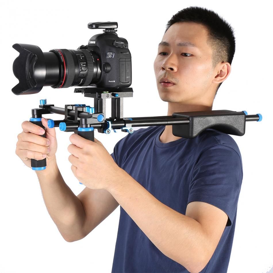 Camera Hand Grip Dual Handheld Stabilizer Shoulder Holder Bracket Stand ...