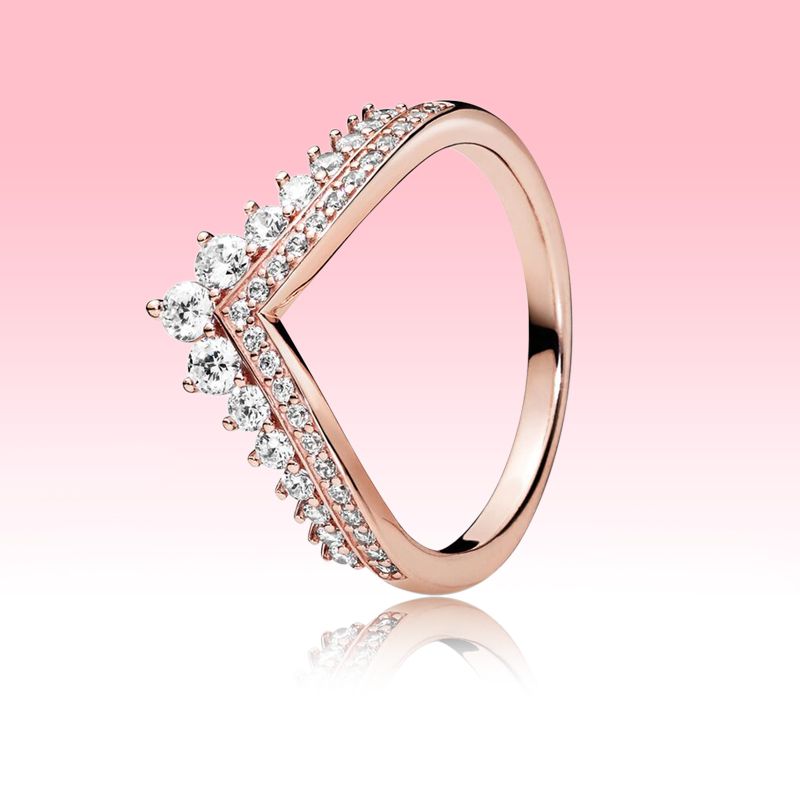 2021 18K Rose Gold Plated Weding Ring Women Girls Princess Wish Rings ...