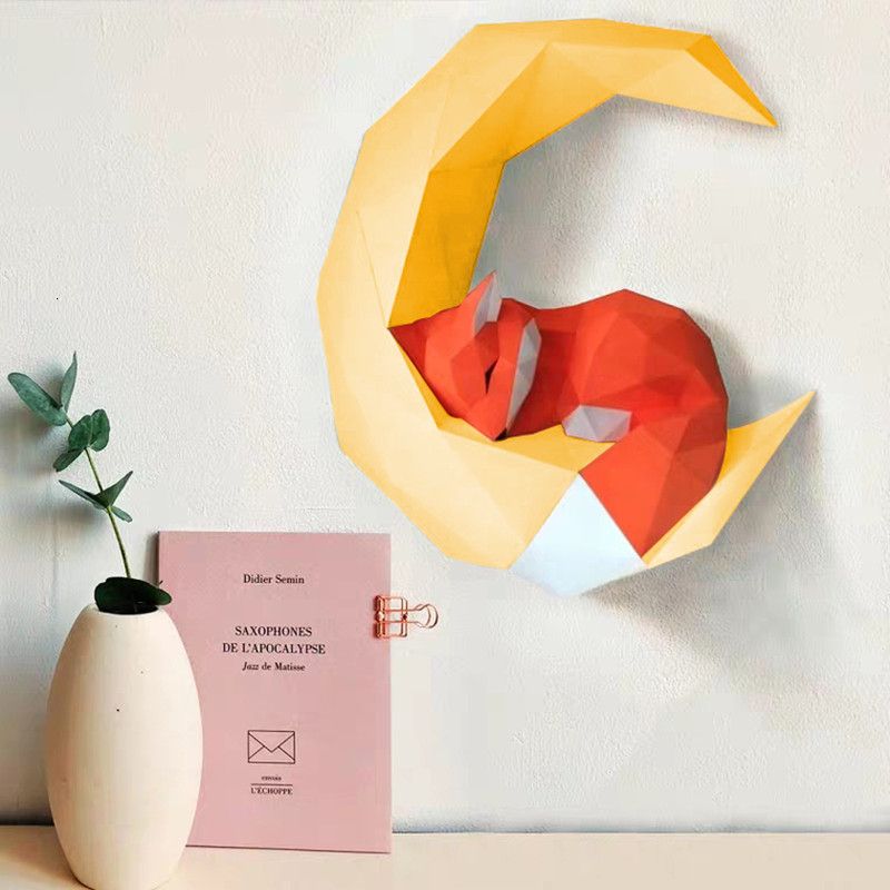 Großhandel 3D Papiermodell Fuchs Im Mond Papercraft Wohnkultur ...