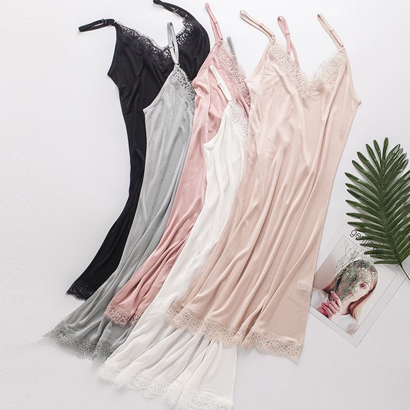 2021 Women Full Slips 100 Natural Silk Lace Underdress Home Sexy