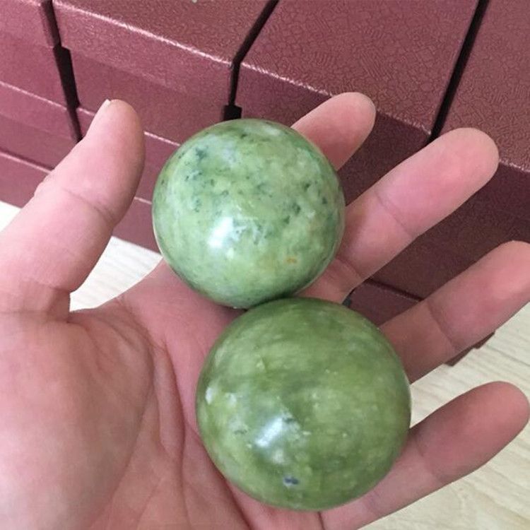 DHL Free Green Jade Natural Stone Massage Ball 50mm Exercise Meditation ...