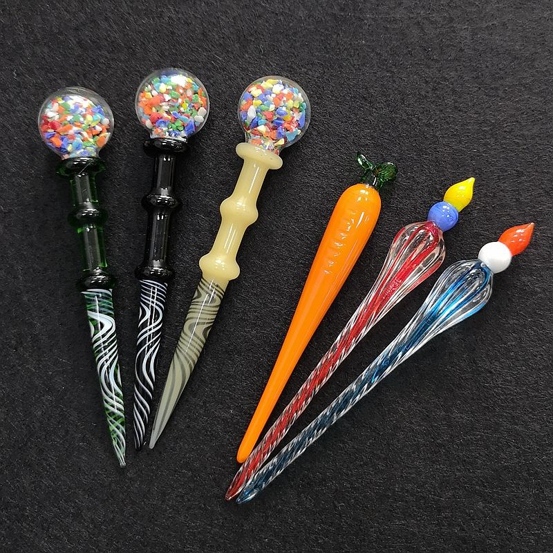 2021 3 Style Wax Dab Tool Colorful Glass Dabber Wax Oil Tool Dab Stick ...