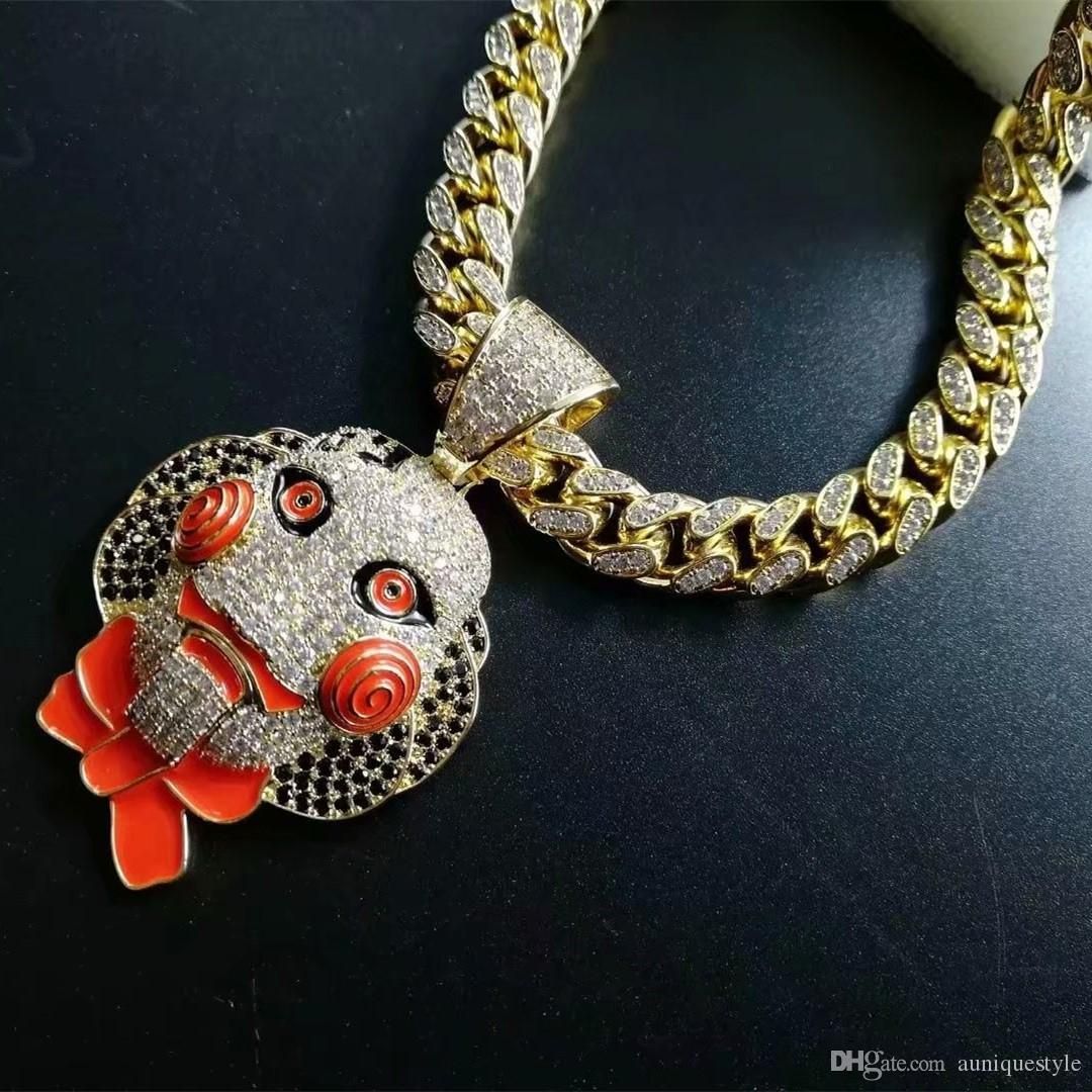 Pendentif Colliers Hip Hop Glafe Out CZ 6IX9INE CLOWN 69