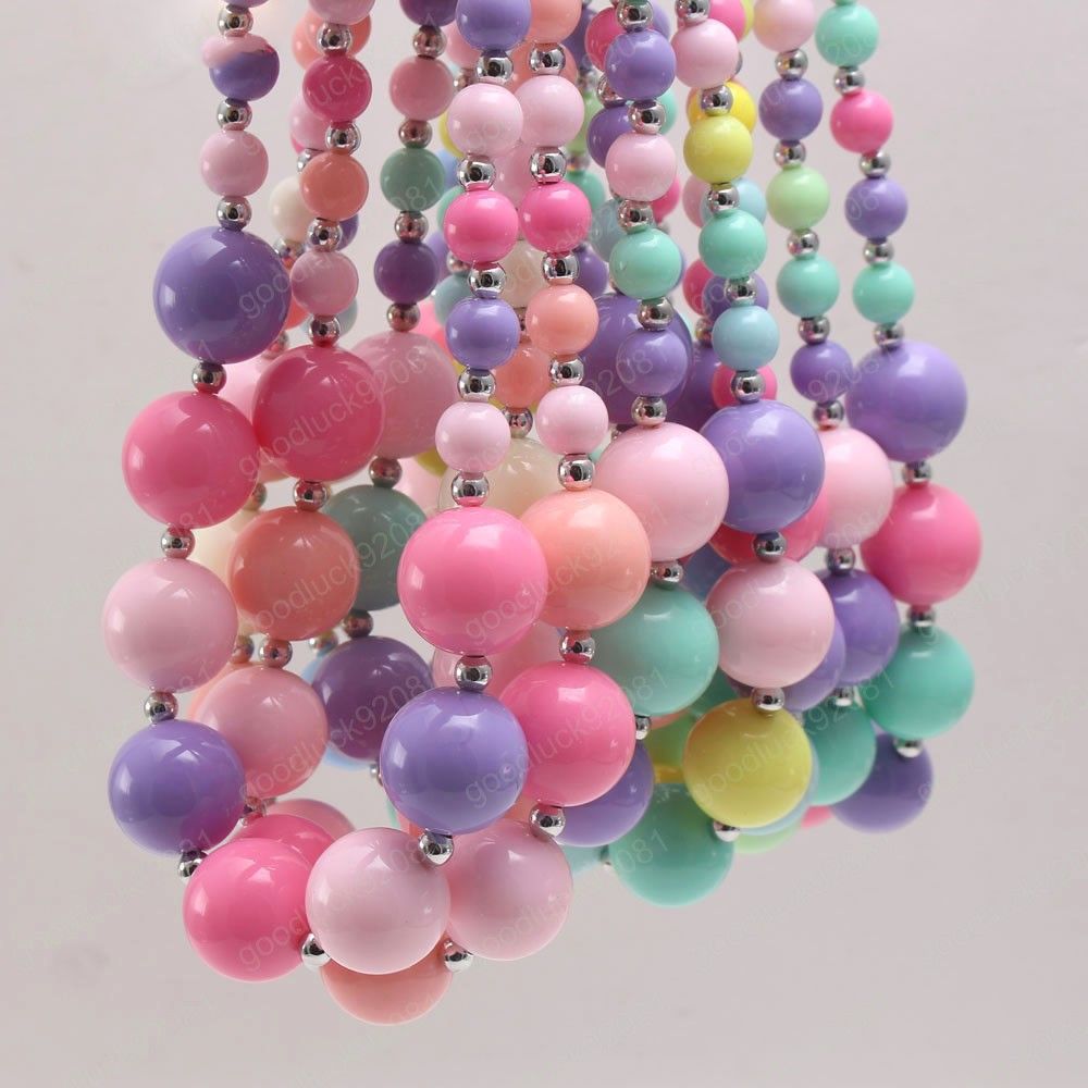 2021 Girls Jewelry Kids Coloful Beads Necklace Candy Color Baby Chunky ...