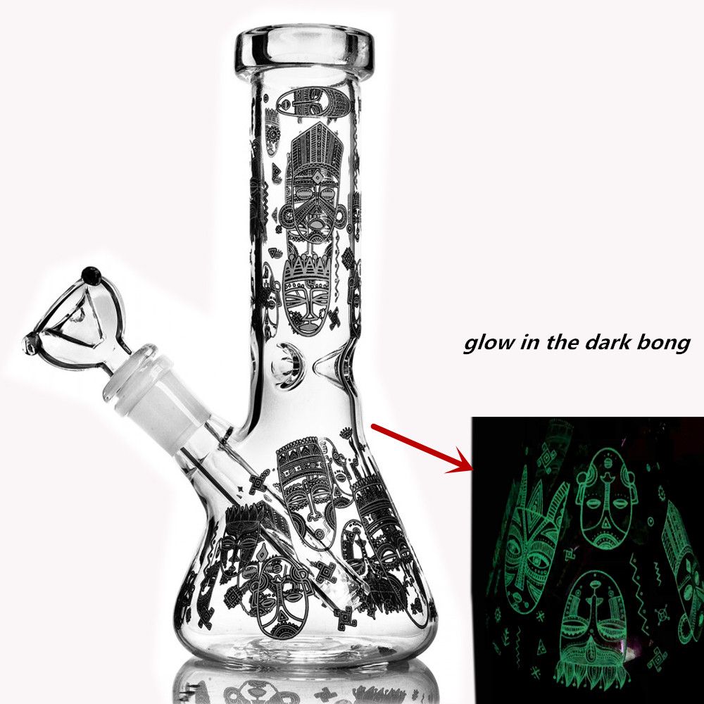 2020 Glow In The Dark Bong Smoking Pipes Bubbler Heady Glass Dab Rigs ...