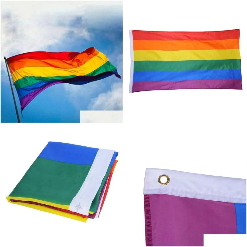 Banner Flags Rainbow Flag 3x5ft 90x150cm Lesbien Gay Fier Du 1 31