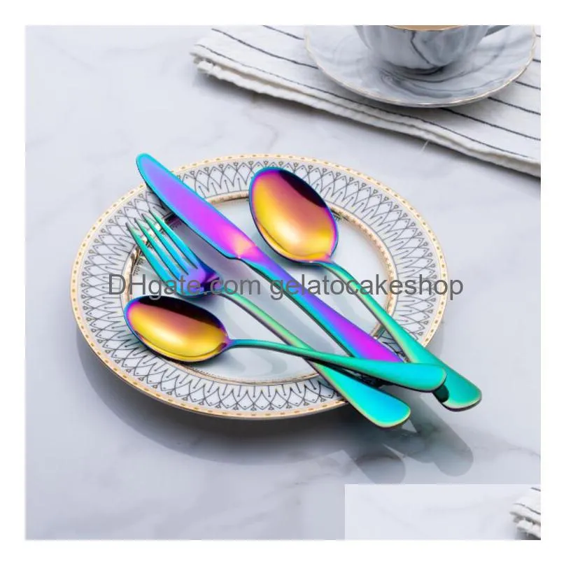 Juegos De Cubiertos Gold Sier Juego De Cubiertos Cuchara Tenedor Cuchillo Cucharas Frosted Acero ...