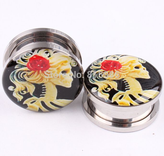 2019 Stainless Steel Custom Pretty Girl Ear Gauges Piercing Ear Plugs ...