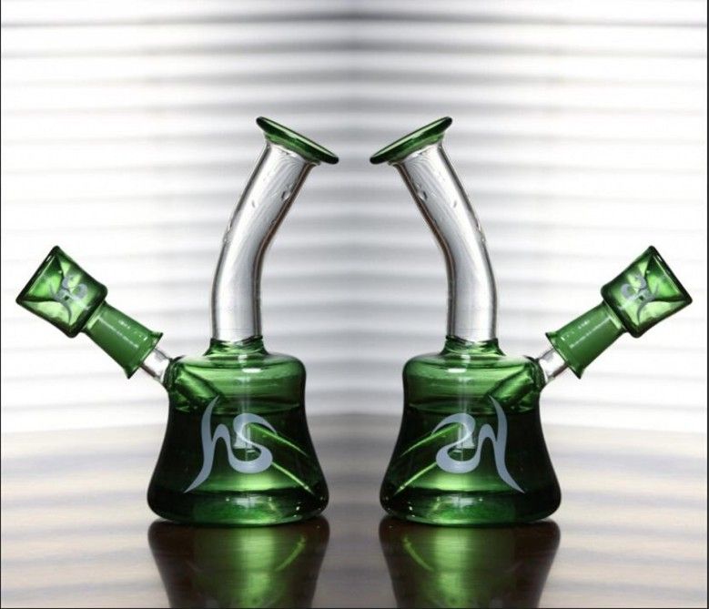 2019 Green Thick Mini Small Bong Portable Glass Water Pipes Recycler ...