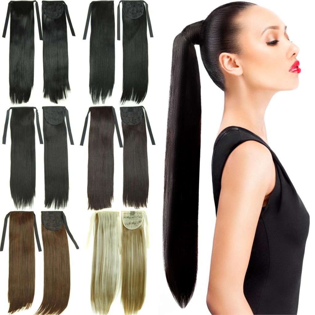 22long Straight False Hair Ponytail Apply Hair Extension Tress Pony ...