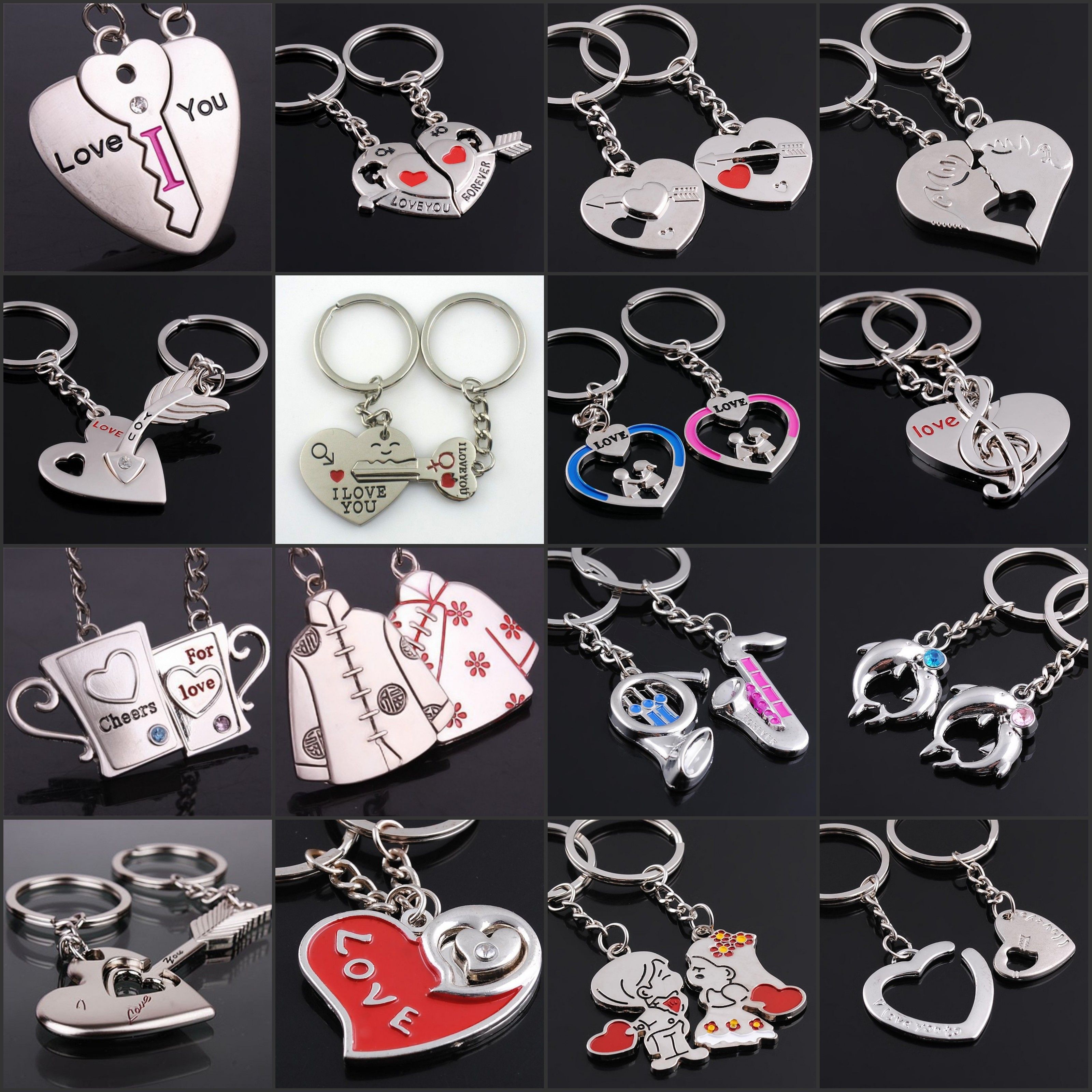 New Couple I LOVE YOU Heart Keychain Ring Keyring Key Chain Lover ...