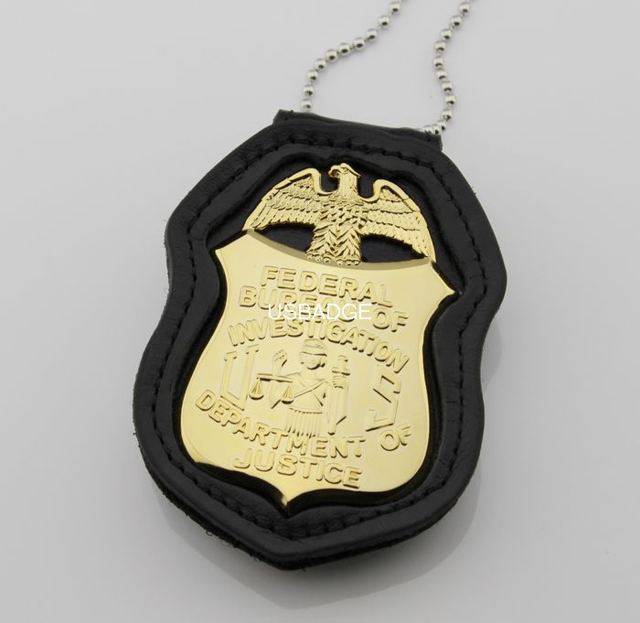 2017 The United States Us Fbi Doj Metal Badge And Federal Leahter ...