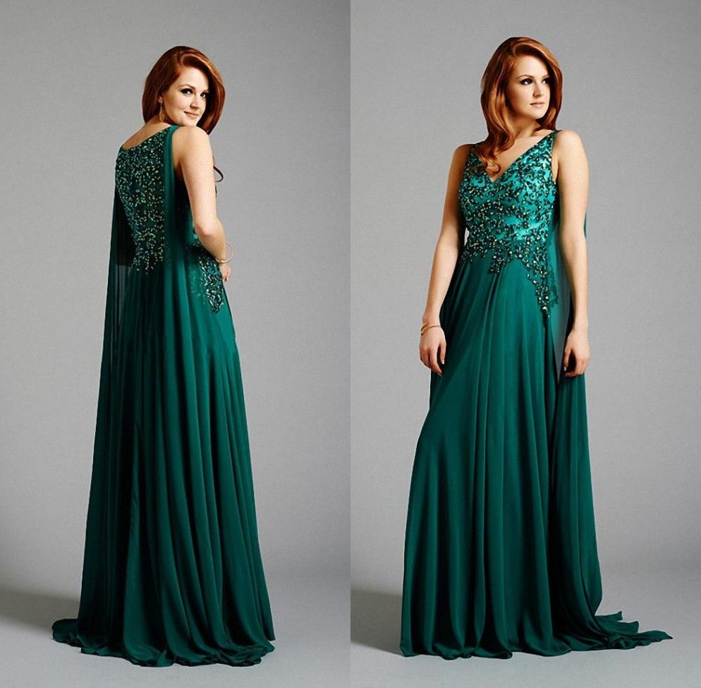 Elegant Plus Size Prom Dresses For Fat Women V Neck Beaded Lace ...