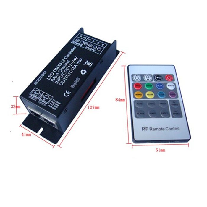 Programmable DMX 512 RGB LED Strip Light Controller 12V 24V DC With RF ...