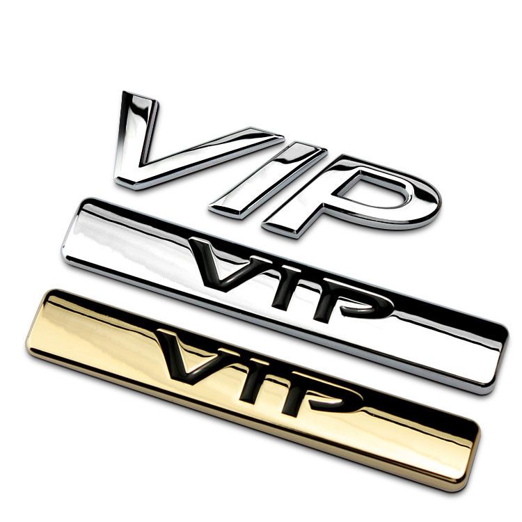 Silver Gold VIP Chrome Metal Car Styling Emblem Badge 3D Car Sticker ...