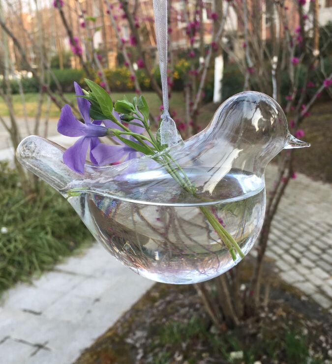 Bird Planters Set Of 3 Hand Blown Glass Bird Vases Hanging Water Vases ...